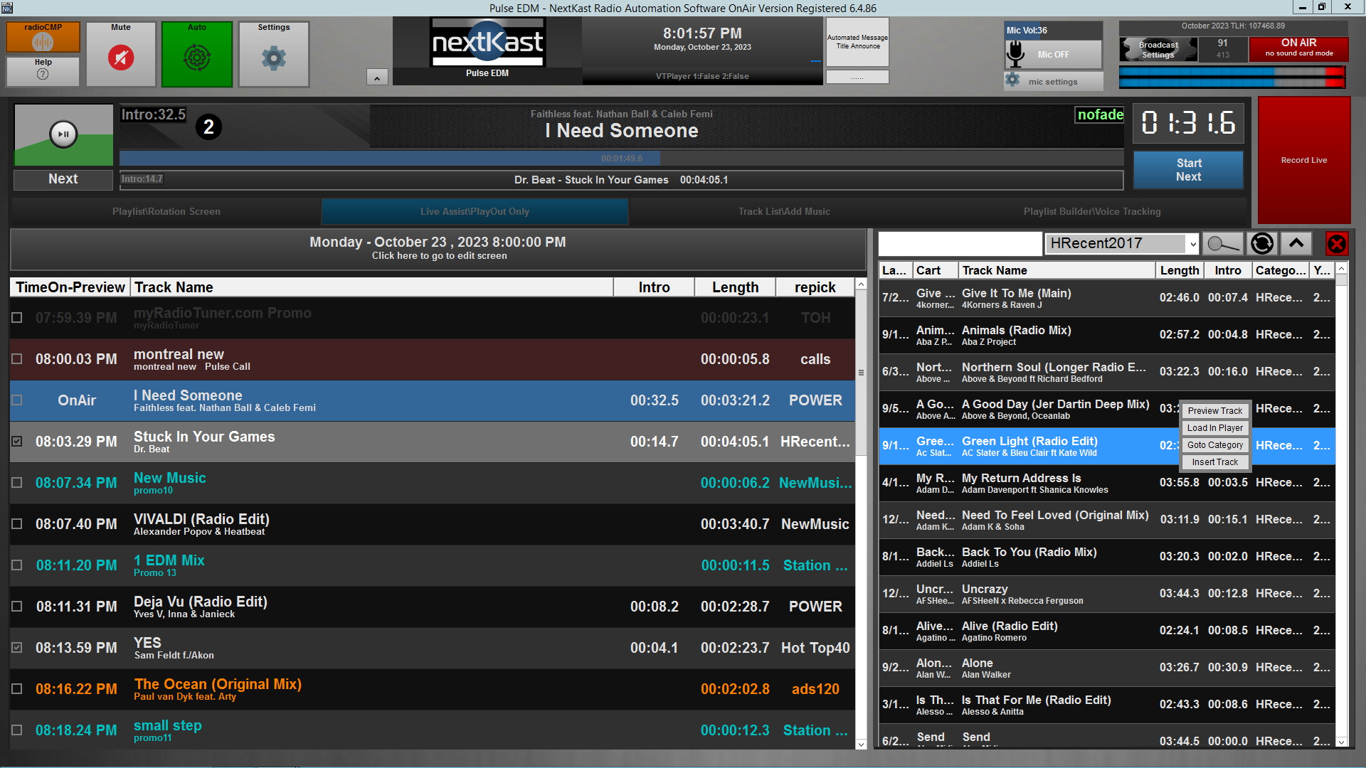 User Interface Overview – Nextkast Radio Automation and Music Scheduling